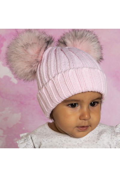 BabyDora Çift Ponponlu Kız Çocuk Bere 0-2 yaş BabyDora Çift Ponponlu Kız Çocuk Bere 0-2 yaş