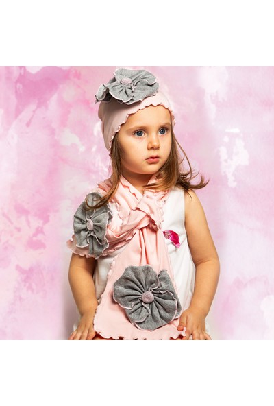 BabyDora Çiçek Kız Çocuk Bere & Atkı takım 3-6 yaş BabyDora Çiçek Kız Çocuk Bere & Atkı takım 3-6 yaş