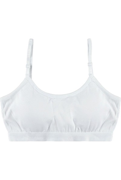 Ots Genç Kız Pedli Alıştırma Sütyen Badi 8-14 Yaş Beyaz