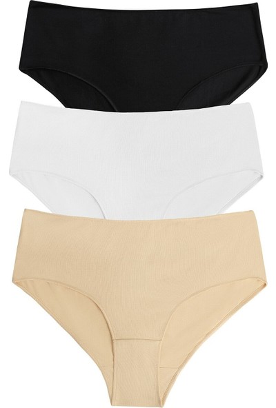 Suwen 3 Lü Paket Yüksek Bel Slip Külot - Siyah/Beyaz/Ten Rengi Suwen 3 Lü Paket Yüksek Bel Slip Külot - Siyah/Beyaz/Ten Rengi