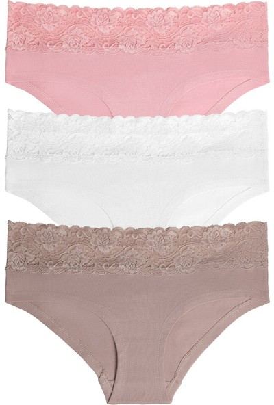 Suwen 3 Lü Pamuklu Brazilian Şort - Ekru/Vizon/Pembe Suwen 3 Lü Pamuklu Brazilian Şort - Ekru/Vizon/Pembe
