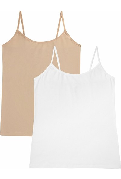 Suwen Soft Touch Cotton İnce Askili Atlet 2 Pack - Beyaz/Skın Suwen Soft Touch Cotton İnce Askili Atlet 2 Pack - Beyaz/Skın