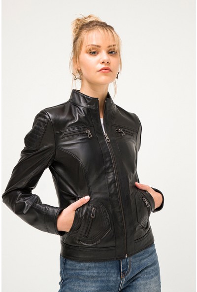 İkbal Lily Siyah Kadın Deri Mont İkbal Lily Siyah Kadın Deri Mont