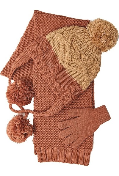 Fonem Unisex Clara 3'lü Set (Atkı-Bere-Eldiven ) Fo 5110 Kanyon