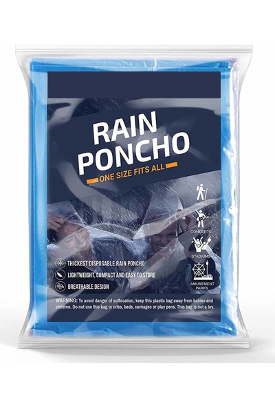 KaktüsKedi Mavi 3 ADET Pratik Yağmurluk 711606