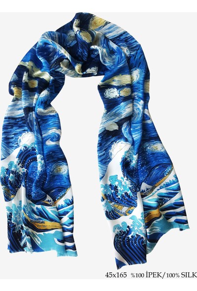 Galiga İpek Fular Starry Waves Galiga İpek Fular Starry Waves