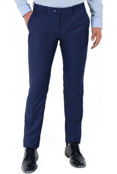Morven Slim Fit Jakarlı Yan Cep Pantolon Mavi Morven Slim Fit Jakarlı Yan Cep Pantolon Mavi