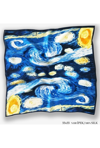 Galiga Ipek %100 Ipek Kare Fular - Starry Galiga Ipek %100 Ipek Kare Fular - Starry