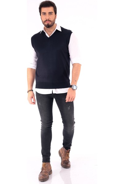 Corbvell Klasik Triko Süveter Lacivert L