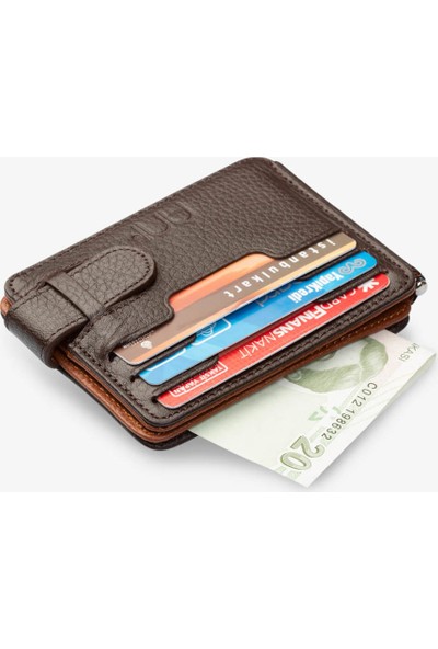 Anı Yüzük Çift Taraflı Para Tokalı Deri Erkek Kartlık Cüzdan Kahverengi-Taba Anı Yüzük Çift Taraflı Para Tokalı Deri Erkek Kartlık Cüzdan Kahverengi-Taba