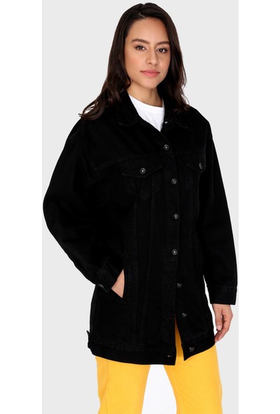 Denim Republic Kadın Siyah Oversize Uzun Kot Ceket Denim Republic Kadın Siyah Oversize Uzun Kot Ceket