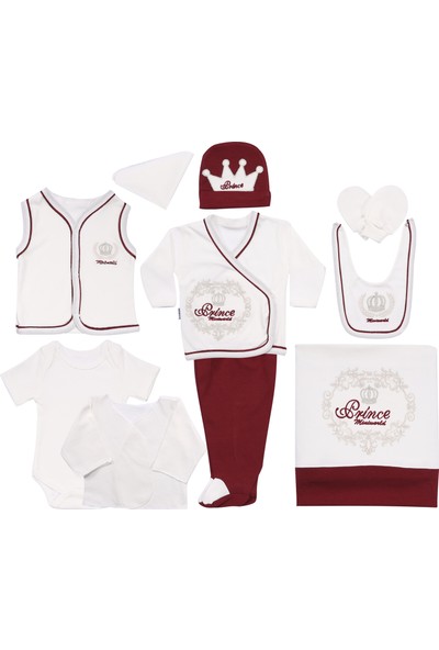 Miniworld Prince Yazılı 10 Lu Hastane Çıkışı Yenidoğan %100 Pamuk Antialerjik Eldiven Hediyeli