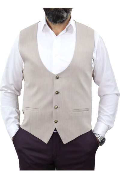 Mentor Regalo Yelek U Yaka Slim Fit Bej 50244 Mentor Regalo Yelek U Yaka Slim Fit Bej 50244