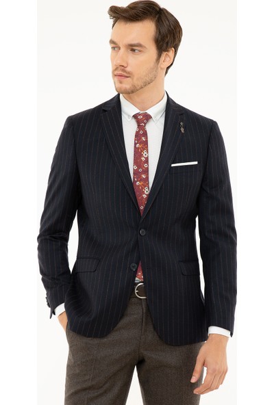 Cacharel Lacivert Slim Fit Ceket