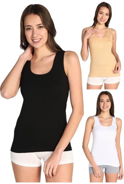 Tutku 3'lü Paket Geniş Askılı Pamuk Kadın Ribana Atlet Tutku 3'lü Paket Geniş Askılı Pamuk Kadın Ribana Atlet