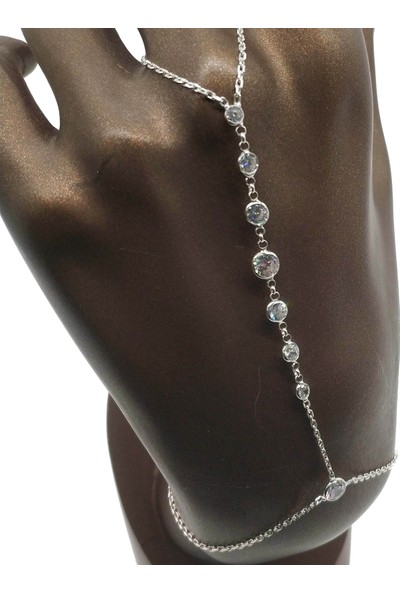 Takı Mağaza 925 Ayar Gümüş Zincirli Zirkon Taşlı Şahmeran