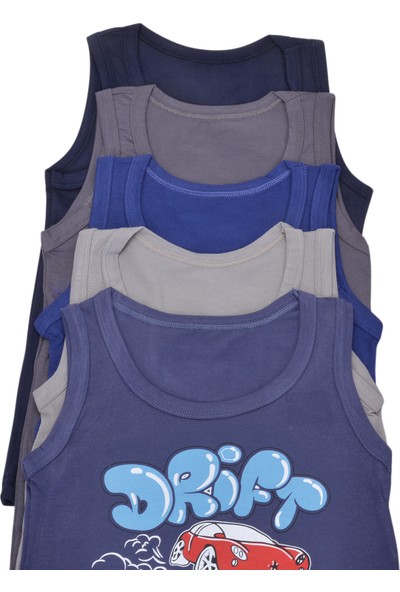 Nicoletta Erkek Çocuk Askılı Atlet 5'li Paket Baskılı