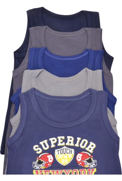 Nicoletta Erkek Çocuk Askılı Atlet 5'li Paket Baskılı