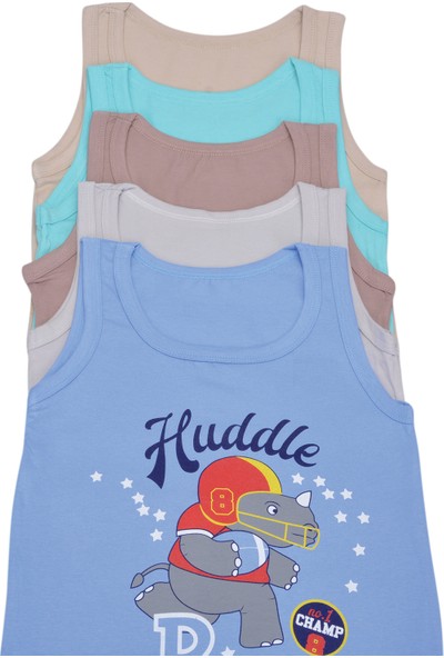 Nicoletta Erkek Çocuk Askılı Atlet 5'li Paket Baskılı