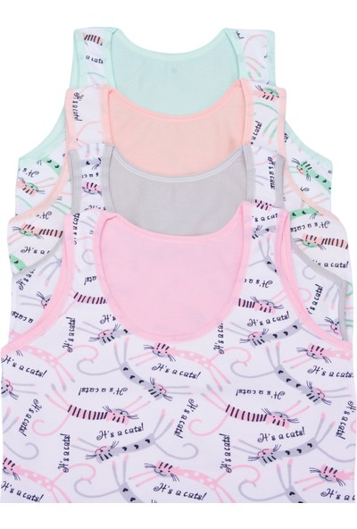 Nicoletta Kız Çocuk Atlet Geniş Askılı Baskılı 5'li Paket