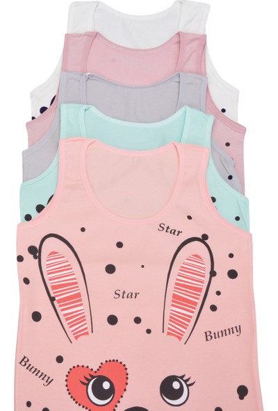 Nicoletta Kız Çocuk Atlet Geniş Askılı Baskılı 5'li Paket