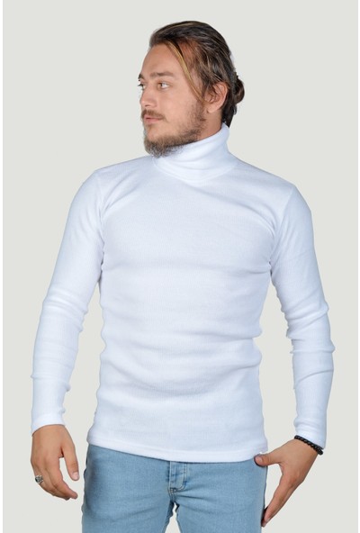 Terapi Men Erkek Boyunlu Kazak 9Y-6300070-001 Beyaz