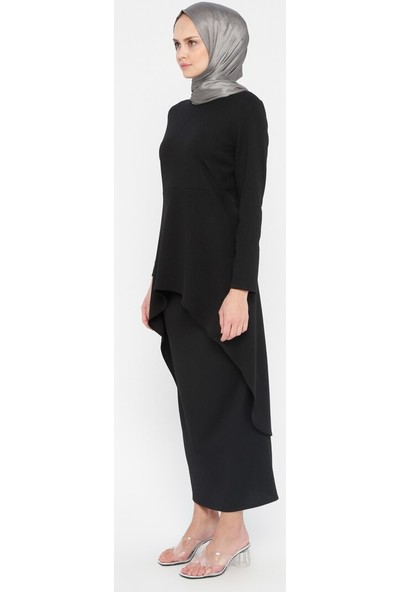 Topless Kalem Etek Tunik İkili Takım Siyah