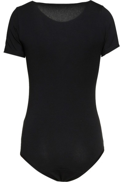 Kısa Kollu Çıtçıtlı Body - Siyah - Akbeniz