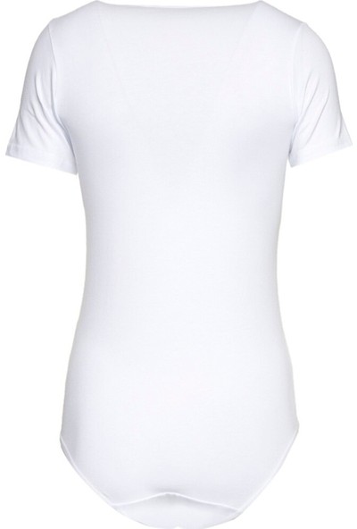 Kısa Kollu Çıtçıtlı Body - Beyaz - Akbeniz