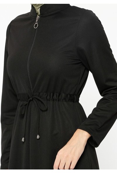 Fermuarlı Ferace - Siyah - Miss Cazibe