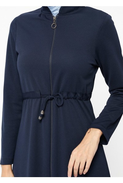 Fermuarlı Ferace - Lacivert - Miss Cazibe