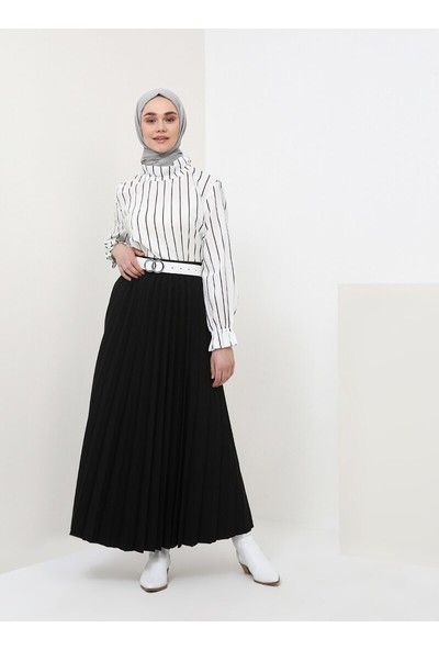 Benin Kadın Piliseli Etek Siyah Benin Kadın Piliseli Etek Siyah