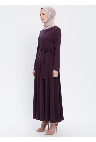 Miss Cazibe Gizli Fermuarlı Ferace Mürdüm