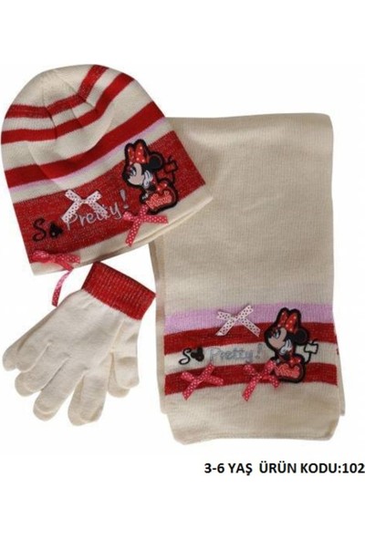 Hello Kitty Kız Çocuk Atkı,Bere,Eldiven Takımı