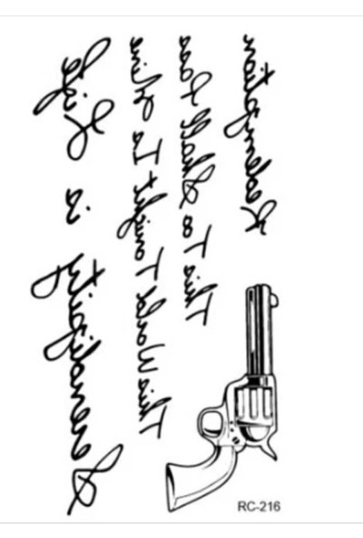 Petek Aksesuar Tabanca Yazı Geçici Dövme Tattoo