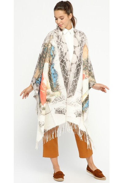 Gına Loren Kadın Püsküllü Panço