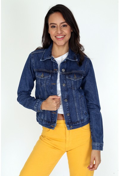Denim Republic Kadın Mavi Kısa Kot Ceket