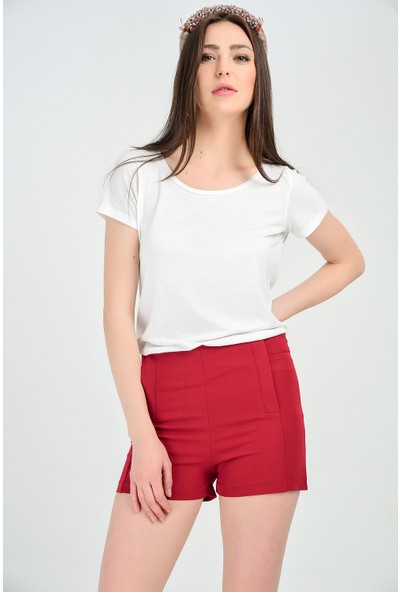 Sense Kadın Sus Cepli Atlas Krep Şort Şrt14056