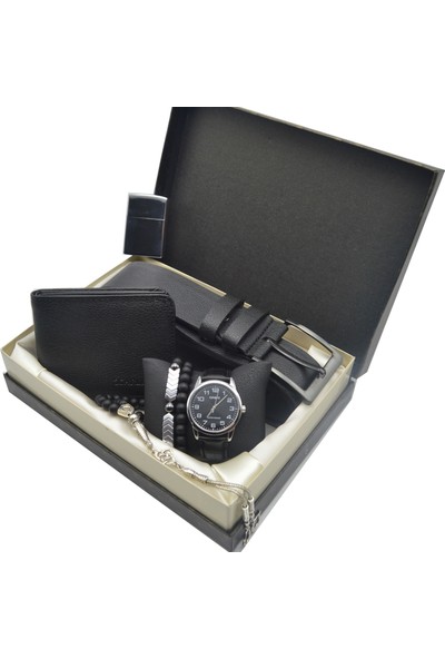 Casio Erkek Kol Saati Seti - Cüzdan Ve Kemer - Tesbih - 2 Bileklik - Çakmak Ecs-72