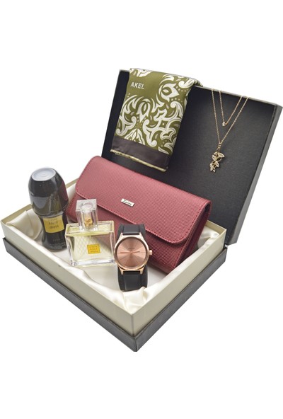 Spectrum Lüx Set Bordo - Saat - Akel Eşarp - Cüzdan - Avon Parfüm - Kolye Spectrum Lüx Set Bordo - Saat - Akel Eşarp - Cüzdan - Avon Parfüm - Kolye