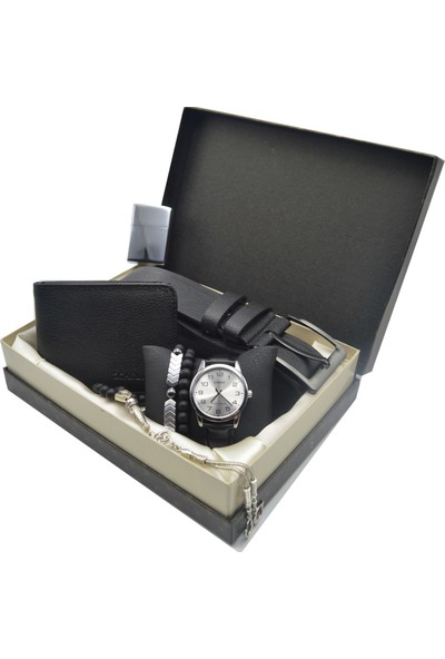 Casio Erkek Kol Saati Seti - Cüzdan Ve Kemer - Tesbih - 2 Bileklik - Çakmak Ecs-71