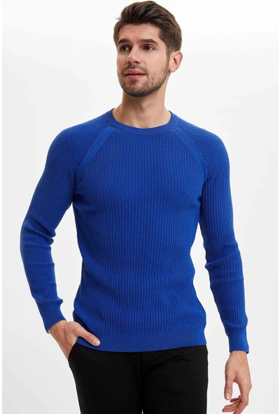 DeFacto Slim Fit Reglan Kol Bisiklet Yaka Triko Kazak N2346AZ19CW