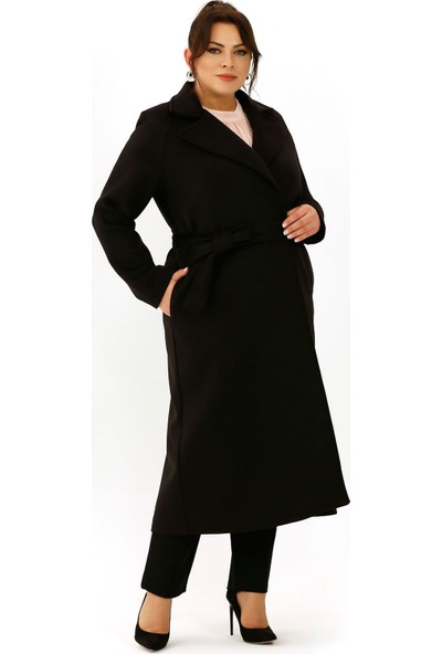 Lefital Kadın Siyah Kaşmir Kaban