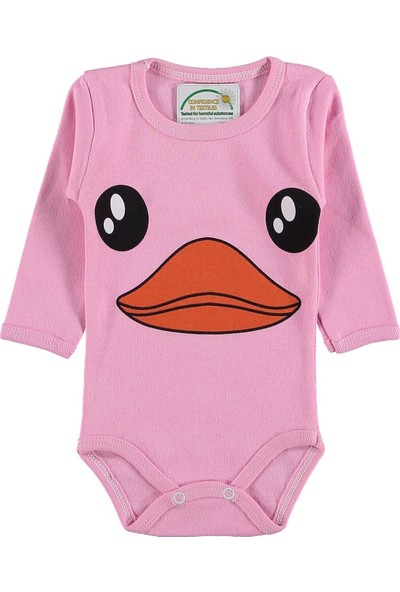 2Bebek Ördek Baskılı Kız Çıt Çıtlı Body