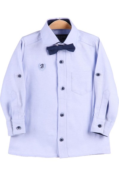 Breeze Erkek Bebek Gömlek Papyonlu Mavi 9 Ay-3 Yaş