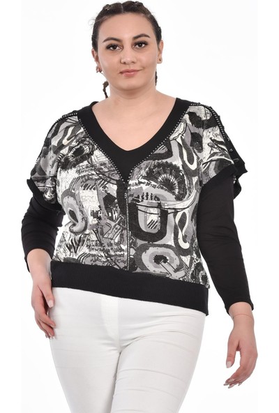 Ultimod Gri Fermuarlı Desenli İkili Takım Büyük Beden Triko Bluz ULT13161 Ultimod Gri Fermuarlı Desenli İkili Takım Büyük Beden Triko Bluz ULT13161