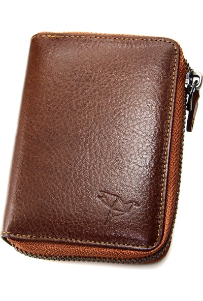 Garbalia Fermuarlı Erkek Deri Cüzdan Kartlık