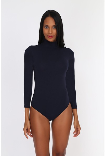Obje Lacivert Yarım Balıkçı Yaka Çıtçıtlı Body Obje Lacivert Yarım Balıkçı Yaka Çıtçıtlı Body