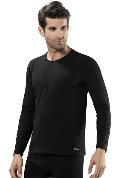 Obje Siyah Likralı Cotton O Yaka Uzun Kollu Fanila