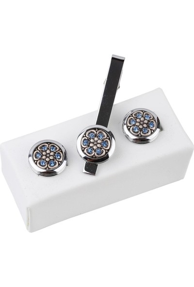 Kravatkolik Gümüş Renk Kol Düğmesi ve Kravat Iğnesi Set KD975 Kravatkolik Gümüş Renk Kol Düğmesi ve Kravat Iğnesi Set KD975
